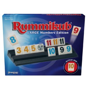 pressman rummikub large numbers edition - the original rummy tile game blue, 5"