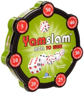 yamslam fun chance and strategy family dice game for kids and adults by blue orange games - 1 to 4 players, ages 8+