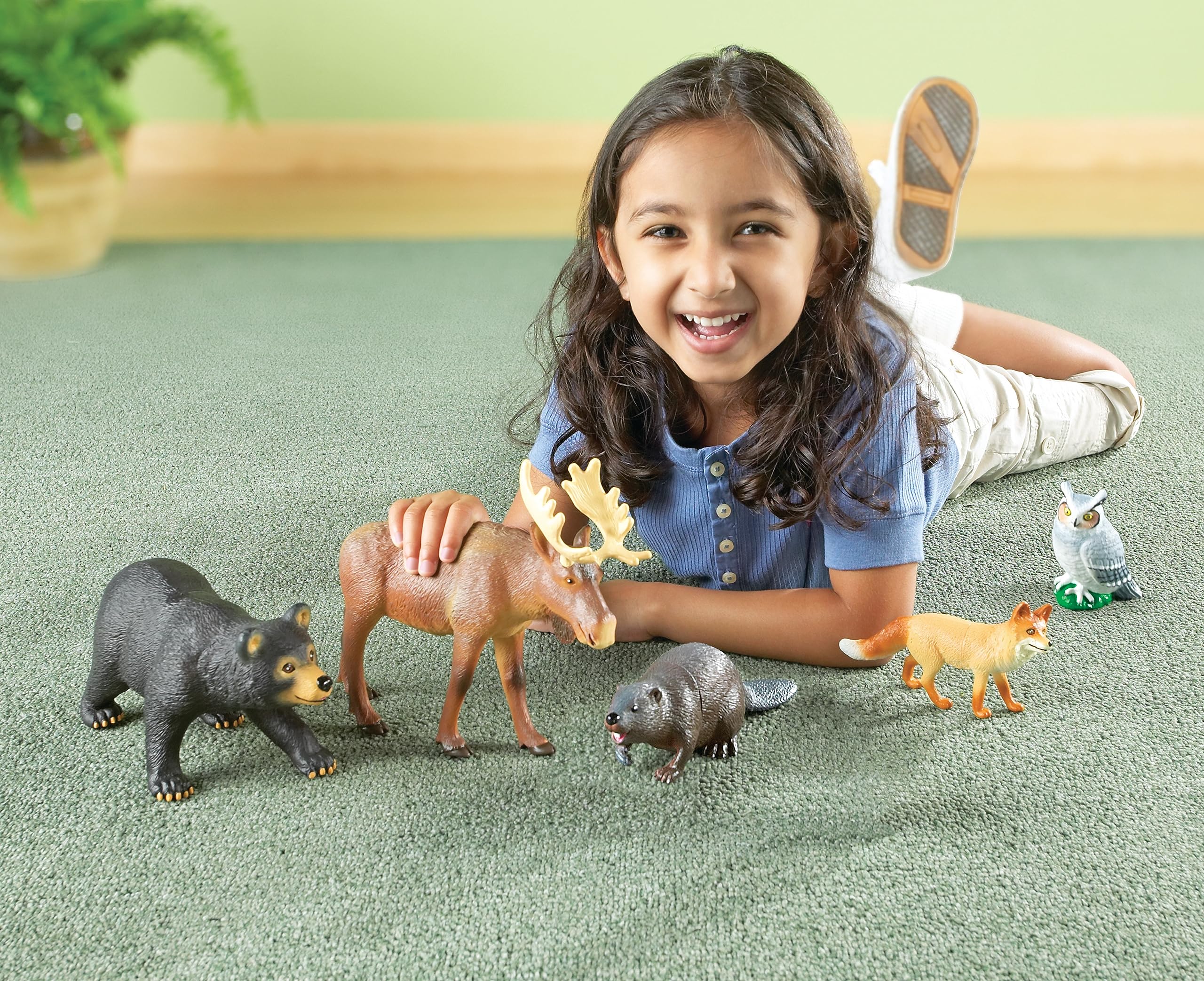 Learning Resources Jumbo Forest Animals - 5 Pieces, Ages 3+ Pretend Play Animals for Toddlers, Preschool Learning Toys, Kids Play Animal Figures, Zoo Animals