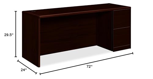 HON 10707RNN 10700 72 by 24 by 29-1/2-Inch Full-Height Right Pedestal Credenza, Mahogany Frame/Top