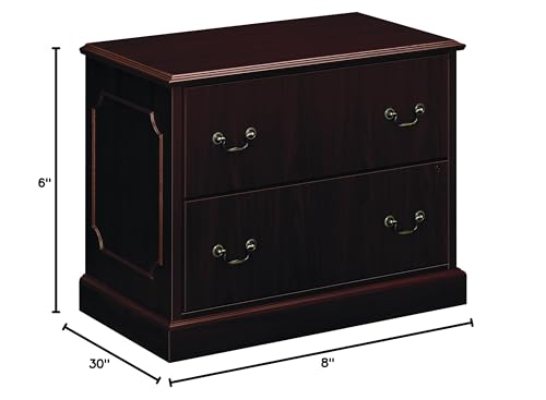 HON 94000 Series Lateral File, 2 File Drawers, Mahogany, 37.5" X 20.5" X 29.5"