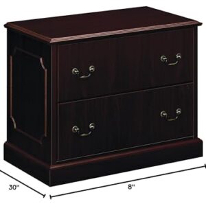 HON 94000 Series Lateral File, 2 File Drawers, Mahogany, 37.5" X 20.5" X 29.5"