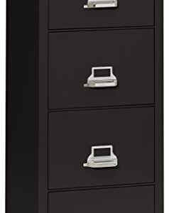 FireKing Vertical 4 Drawer Legal Fire Safe File Cabinet with Key Lock, 1 Hour Fire Rated, UL Rated & Water Resistant Home Safe, Fire Safe Filing Cabinet, Made in The USA, Black