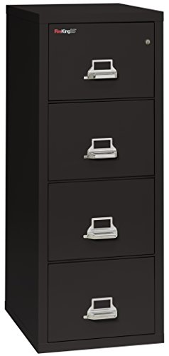 FireKing Vertical 4 Drawer Legal Fire Safe File Cabinet with Key Lock, 1 Hour Fire Rated, UL Rated & Water Resistant Home Safe, Fire Safe Filing Cabinet, Made in The USA, Black