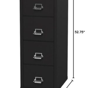 FireKing Vertical 4 Drawer Legal Fire Safe File Cabinet with Key Lock, 1 Hour Fire Rated, UL Rated & Water Resistant Home Safe, Fire Safe Filing Cabinet, Made in The USA, Black