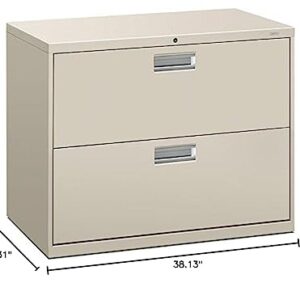 HON Brigade 600 Series Lateral File, 2 Legal/Letter-Size File Drawers, Light Gray, 36" X 18" X 28"