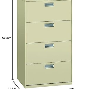 HON 674LL 600 Series 30-Inch by 19-1/4-Inch 4-Drawer Lateral File, Putty