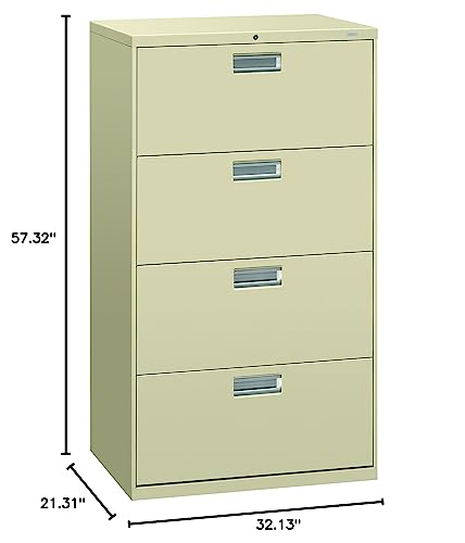 HON 674LL 600 Series 30-Inch by 19-1/4-Inch 4-Drawer Lateral File, Putty