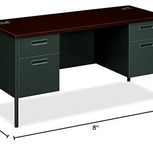 HON 60 by 24 by 29-1/2-Inch Metro Kneespace Credenza, Charcoal Frame/Mahogany Top