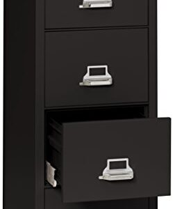 FireKing Vertical 4 Drawer Legal Fire Safe File Cabinet with Key Lock, 1 Hour Fire Rated, UL Rated & Water Resistant Home Safe, Fire Safe Filing Cabinet, Made in The USA, Black