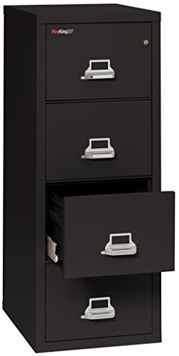 FireKing Vertical 4 Drawer Legal Fire Safe File Cabinet with Key Lock, 1 Hour Fire Rated, UL Rated & Water Resistant Home Safe, Fire Safe Filing Cabinet, Made in The USA, Black