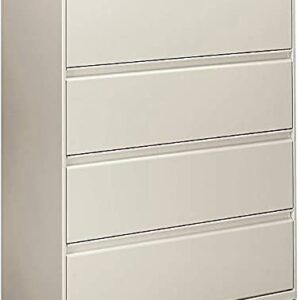 HON 800-Series Lateral File with Lock, 4 Drawers, 53"H x 42"W x 19 1/4"D, Light Gray