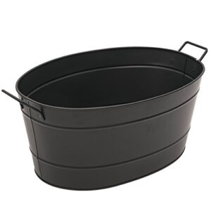 achla designs black oval galvanized steel tub