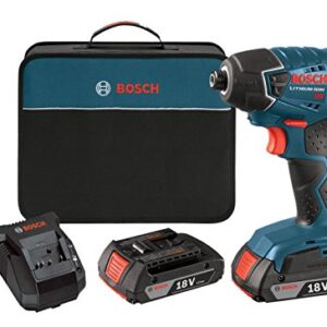 Bosch 25618-02 18-Volt Lithium-Ion 1/4-Hex Impact Driver Kit with 2 Batteries, Charger and Bag, Blue