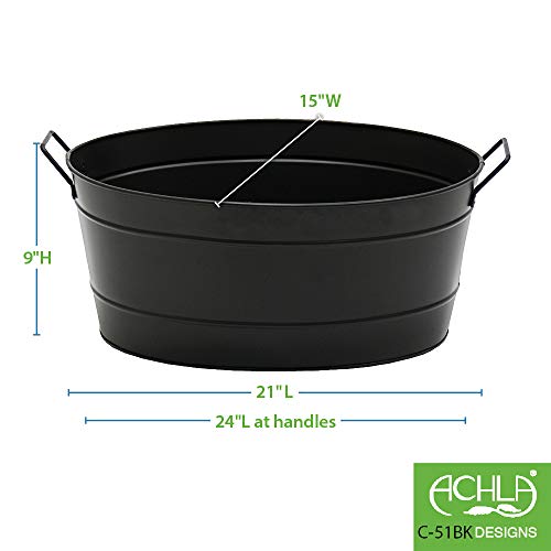 Achla Designs Black Oval Galvanized Steel Tub