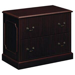 hon 94000 series lateral file, 2 file drawers, mahogany, 37.5" x 20.5" x 29.5"