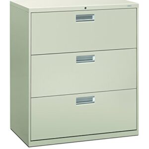 HON Brigade 600 Series Lateral File, 3 Legal/Letter-Size File Drawers, Light Gray, 36" X 18" X 39.13"