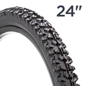 Schwinn Replacement Bike Tire, 24" x 1.95" Mountain Bike Tire, Wide & Blocky Knobs, Steel Bead Construction, Fits Internal Rim Widths 19mm-29mm, PSI Range 35 to 65