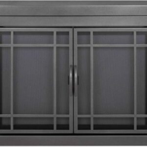 Pleasant Hearth Edinburgh Glass Firescreen Gunmetal - Small