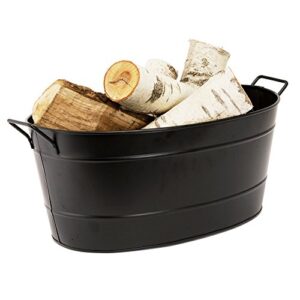 Achla Designs Black Oval Galvanized Steel Tub