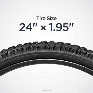 Schwinn Replacement Bike Tire, 24" x 1.95" Mountain Bike Tire, Wide & Blocky Knobs, Steel Bead Construction, Fits Internal Rim Widths 19mm-29mm, PSI Range 35 to 65