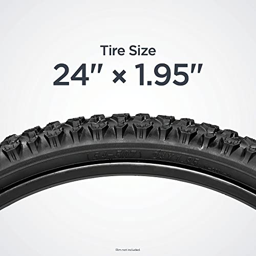 Schwinn Replacement Bike Tire, 24" x 1.95" Mountain Bike Tire, Wide & Blocky Knobs, Steel Bead Construction, Fits Internal Rim Widths 19mm-29mm, PSI Range 35 to 65