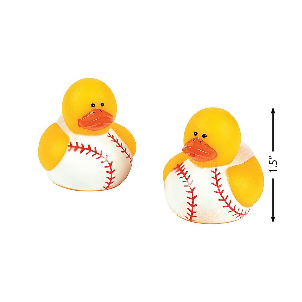 Fun Express Mini Baseball Rubber Ducks (Set of 24) Party Supplies and Favors