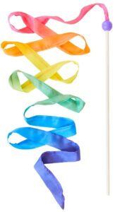 sarah's silks rainbow streamer - 8' long twirling ribbon wand for kids | montessori and waldorf toys