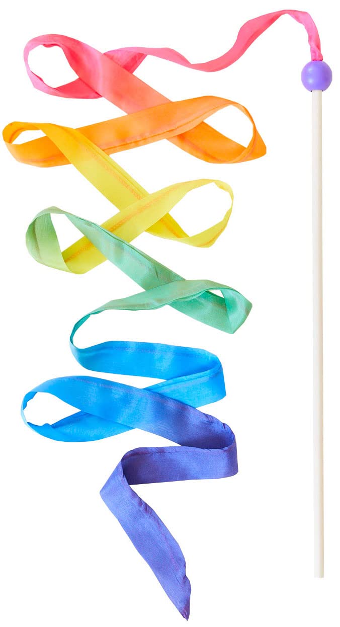 Sarah's Silks Rainbow Streamer - 8' Long Twirling Ribbon Wand for Kids | Montessori and Waldorf Toys