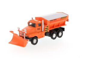 playmaker toys snow plow trucks 5" die cast metal model toy truck orange w/ pullback action