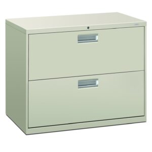 HON Brigade 600 Series Lateral File, 2 Legal/Letter-Size File Drawers, Light Gray, 36" X 18" X 28"