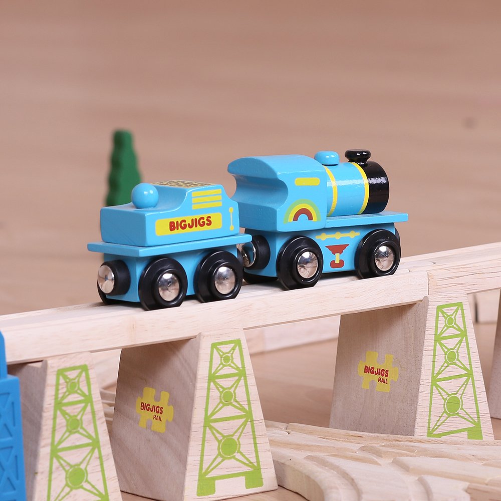 Bigjigs Single Wooden Train Engine (Blue)