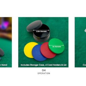 Round Card Holders with Case in Red, Yellow, Green & Blue, Multi