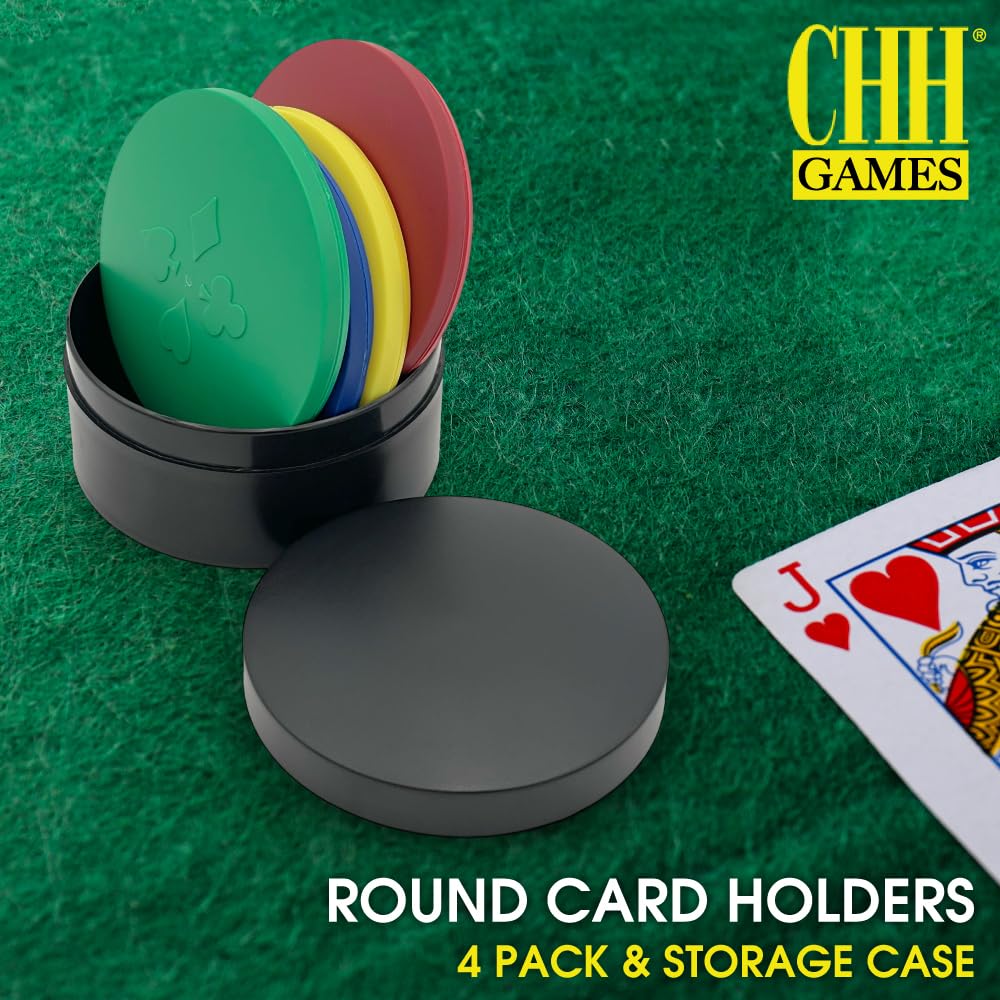 Round Card Holders with Case in Red, Yellow, Green & Blue, Multi