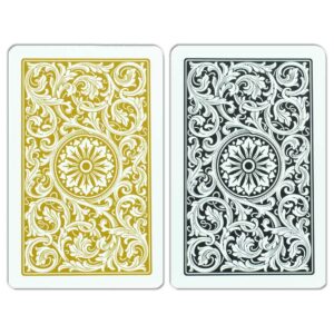 Copag 1546 Design 100% Plastic Playing Cards, Bridge Size (Narrow) Black/Gold (Jumbo Index, 1 Set)