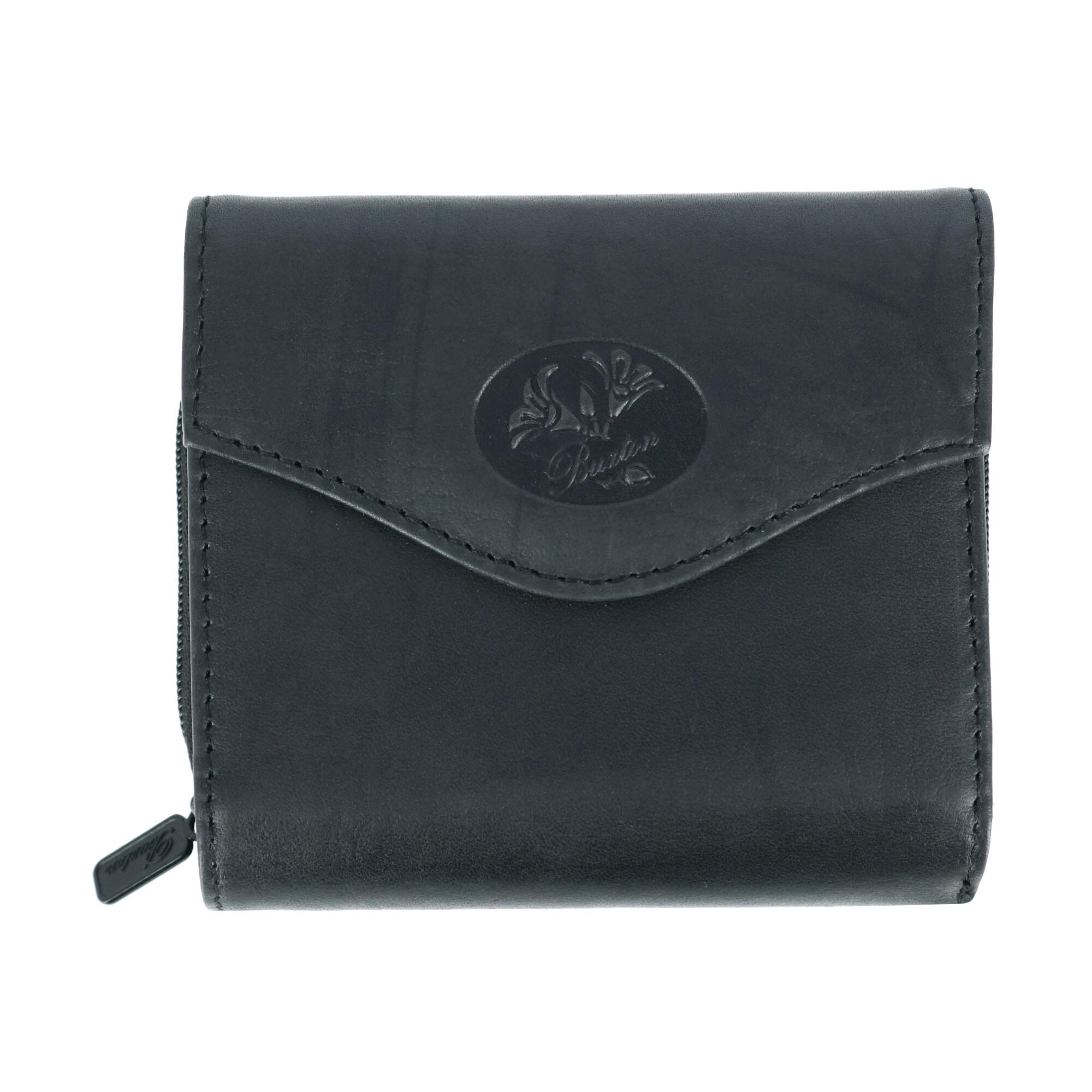 Buxton Heiress Leather Zip Purse, Black, One Size