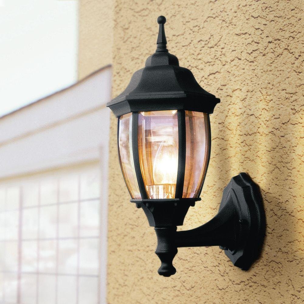 Hampton Bay Black 1 Light Outdoor Dusk to 14.5" h x 6.5" w x 7. Black