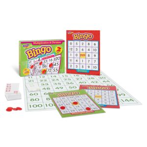 Trend Enterprises: Multiplication & Division Bingo Game, Exciting Way for All to Learn, 2 Games in One! Play 8 Different Ways, Great for Classrooms and at Home, 2 to 36 Players, for Ages 9 and Up