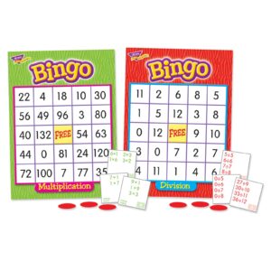 Trend Enterprises: Multiplication & Division Bingo Game, Exciting Way for All to Learn, 2 Games in One! Play 8 Different Ways, Great for Classrooms and at Home, 2 to 36 Players, for Ages 9 and Up