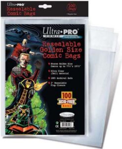 ultra pro golden size 7-3/4" x 10-1/2" resealable comic bags