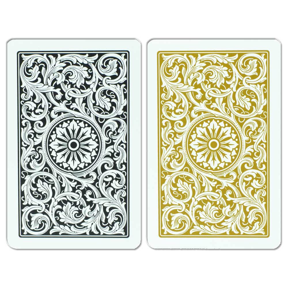 Copag 1546 Design 100% Plastic Playing Cards, Bridge Size (Narrow) Black/Gold (Standard Index, 1 Set)