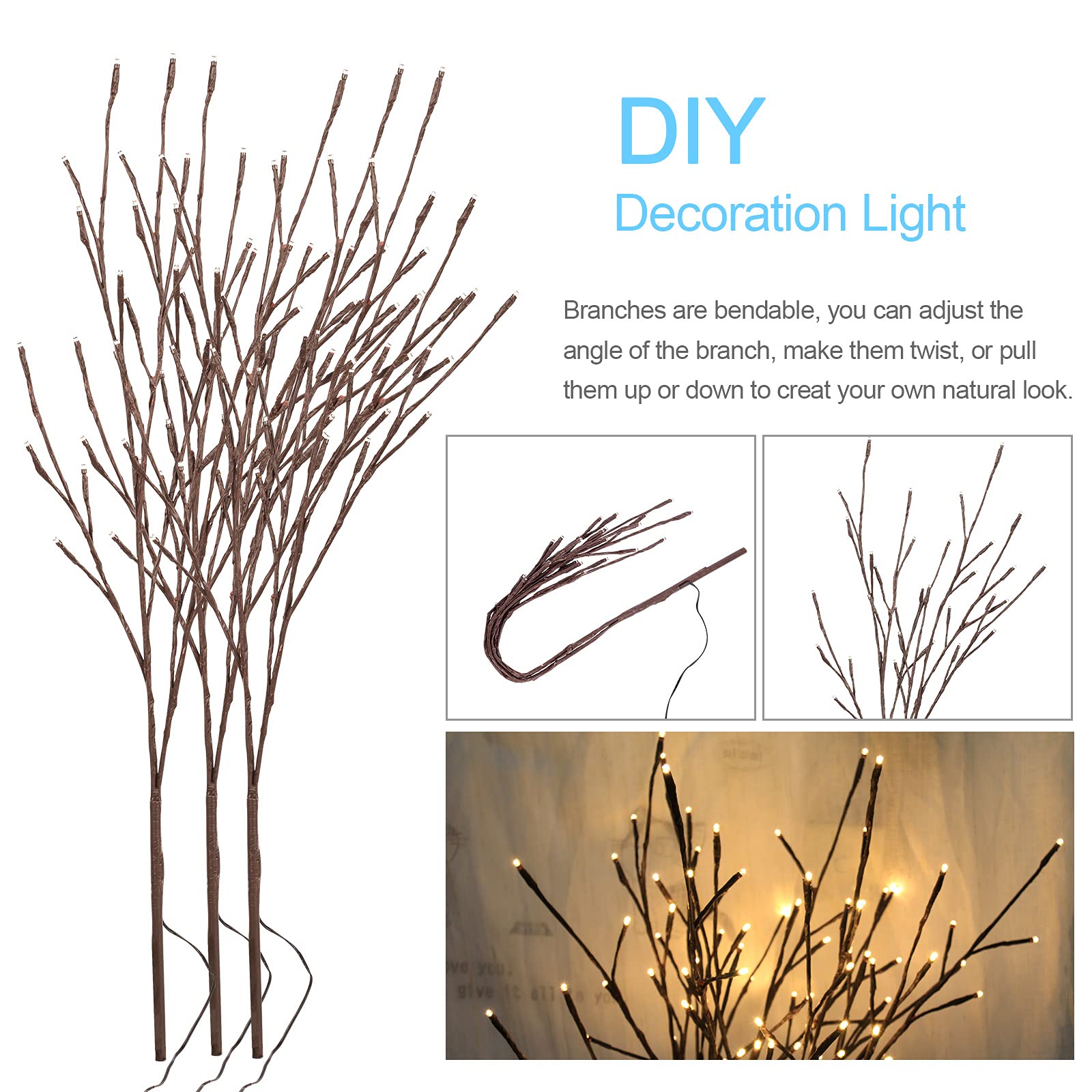 The Light Garden WLWB96 Electric/Corded Willow Branch with 96 LED Lights, 40 Inch