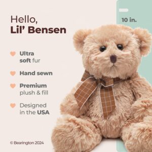 Bearington Collection Lil' Bensen Teddy Bear 10 Inch Teddy Bear Stuffed Animal - Stuffed Animals & Teddy Bears - Small Teddy Bear