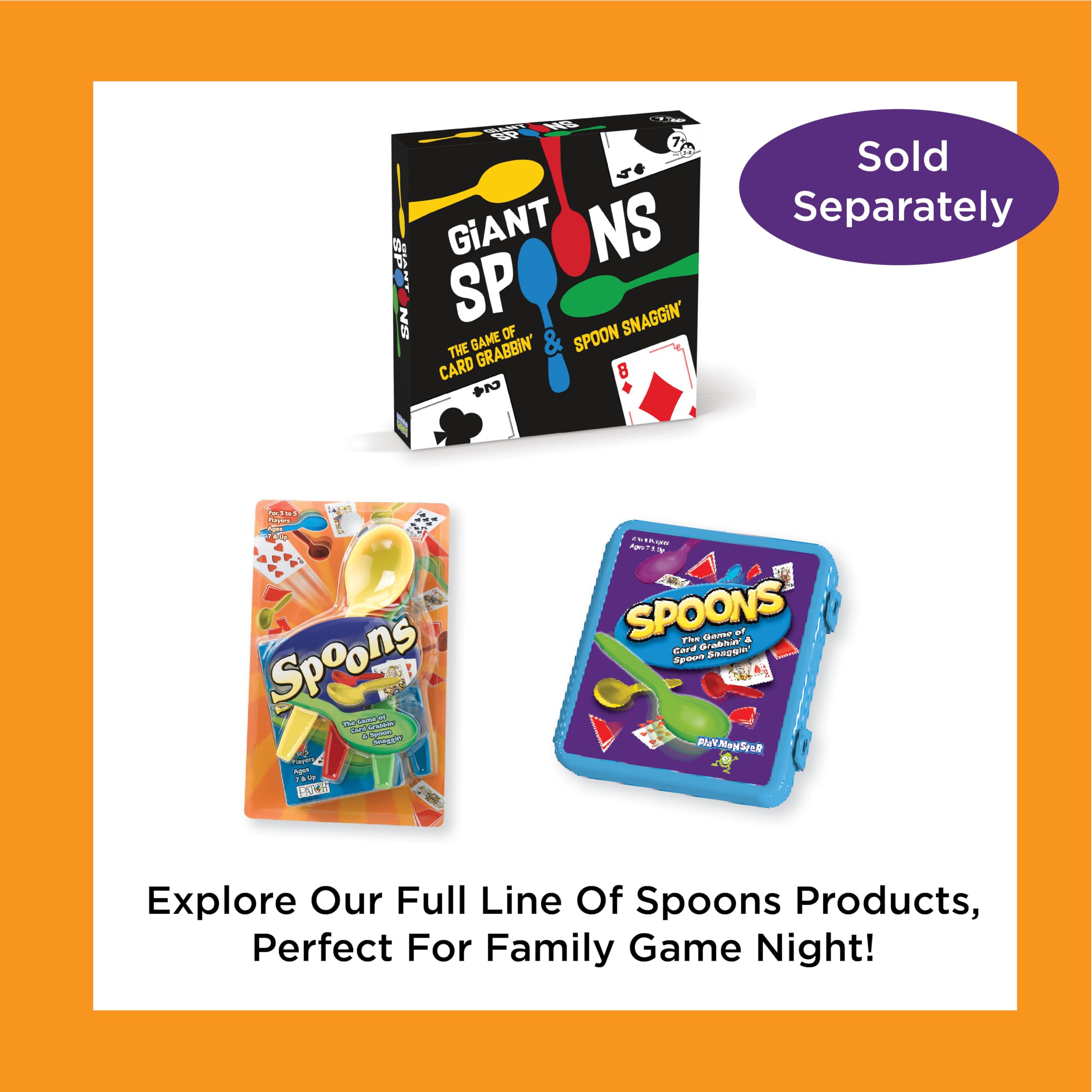 Spoons Card Games for Kids - Spoons Game, Deck of Cards, Fun Family Games for Kids and Adults, Playing Cards, Game Night, Travel Games, 3-5 Multi-Player Card Game, Games for Adults, Ages 7+