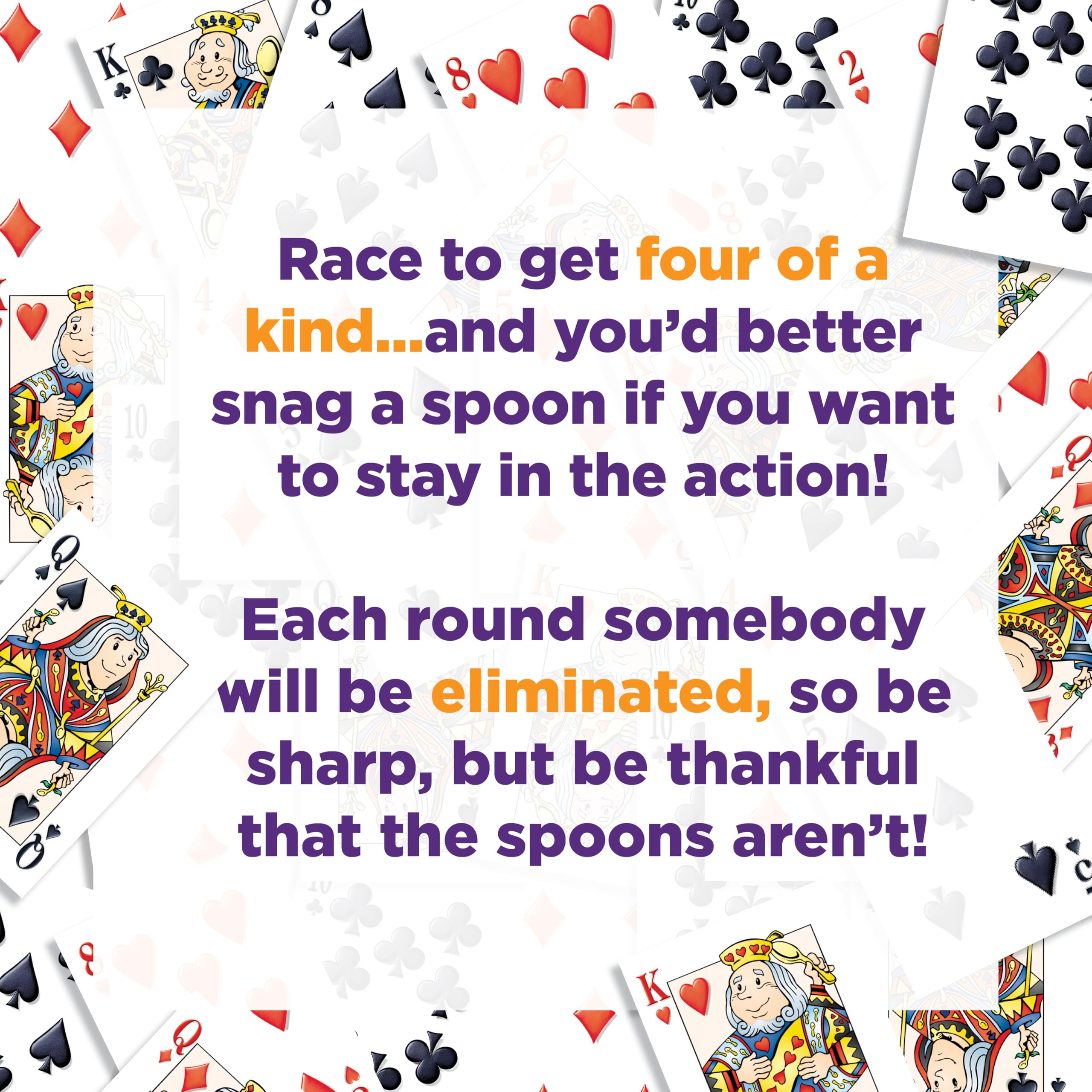 Spoons Card Games for Kids - Spoons Game, Deck of Cards, Fun Family Games for Kids and Adults, Playing Cards, Game Night, Travel Games, 3-5 Multi-Player Card Game, Games for Adults, Ages 7+