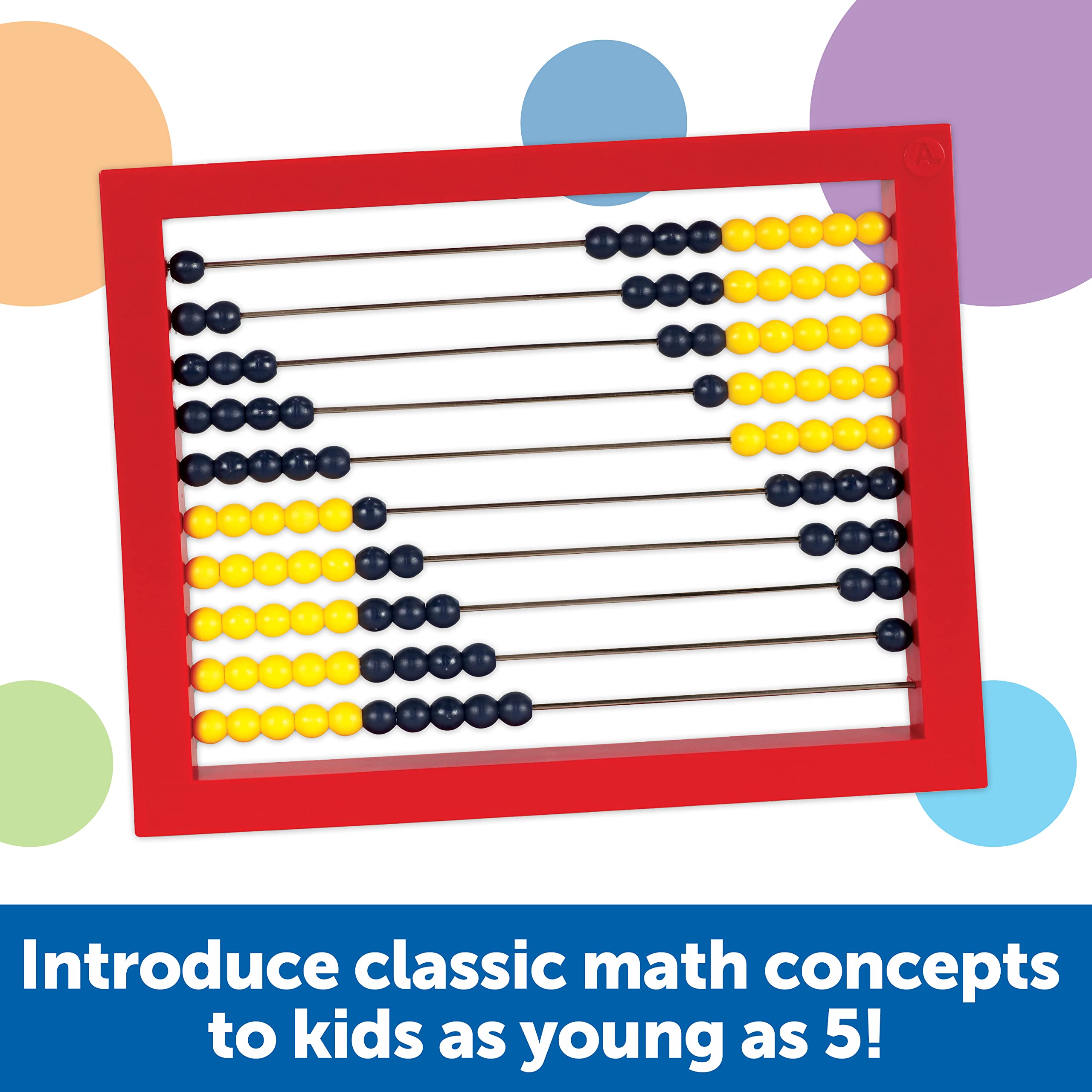 Learning Resources 2-Color Desktop Abacus, Red Frame, Color Coded, Math Concepts