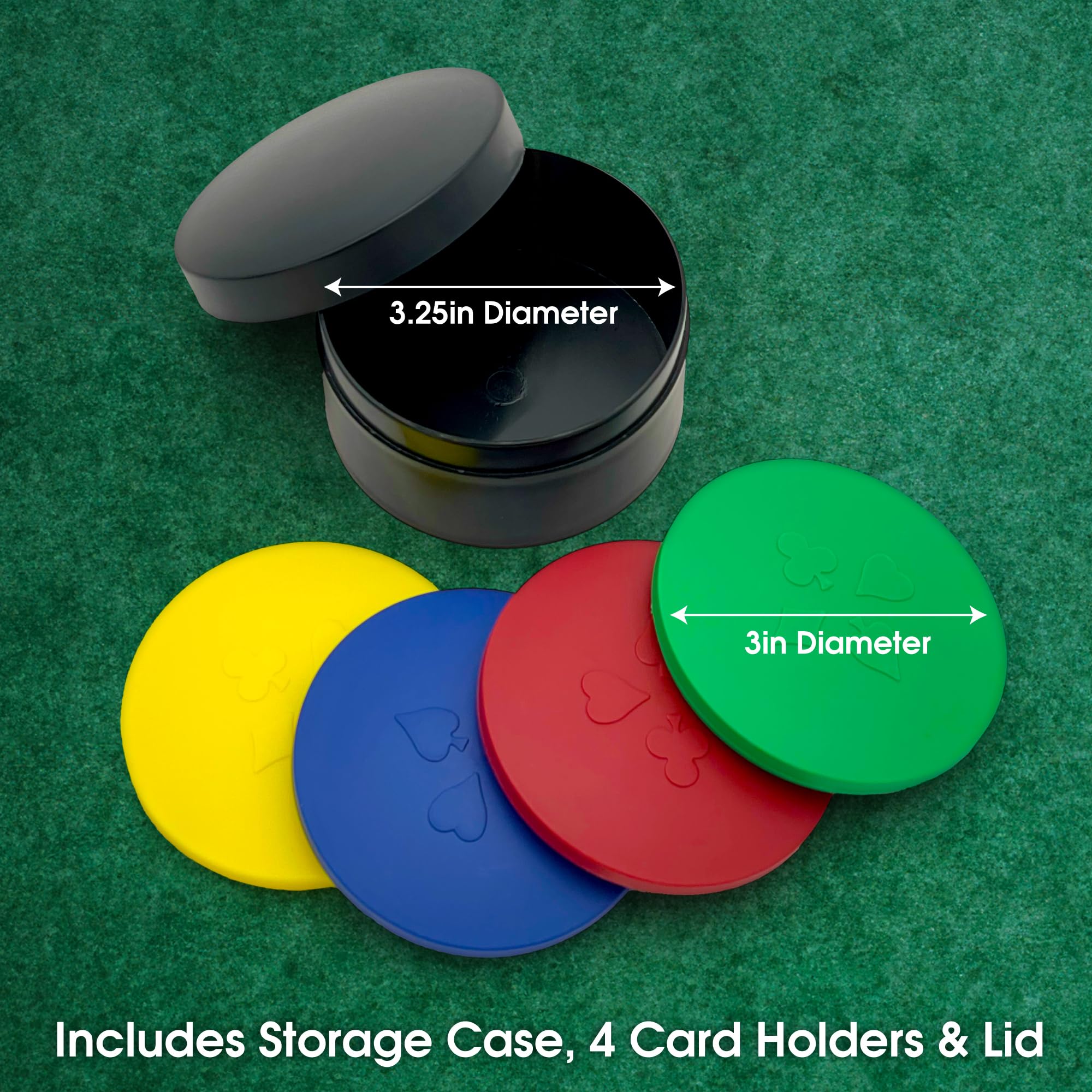 Round Card Holders with Case in Red, Yellow, Green & Blue, Multi