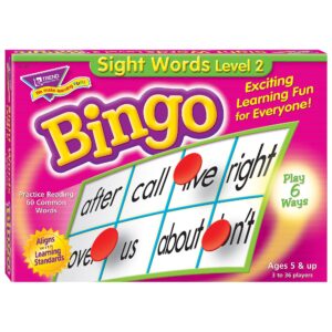 trend enterprises: sight words level 2 bingo game, exciting way for everyone to learn, play 6 different ways, great for classrooms and at home, 3 to 36 players, for ages 5 and up