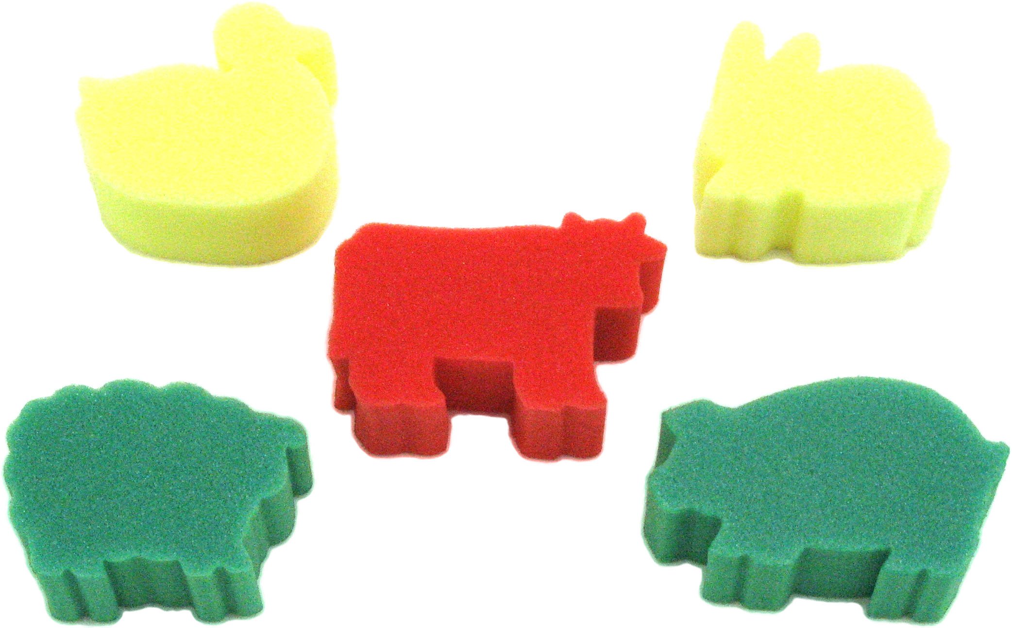 Anthony Peters AP/013/SPA Painting Stamper Animal Theme-Pack of 5 Shapes-Children's Arts and Crafts-Quality Sponge, Red, Yellow, Green