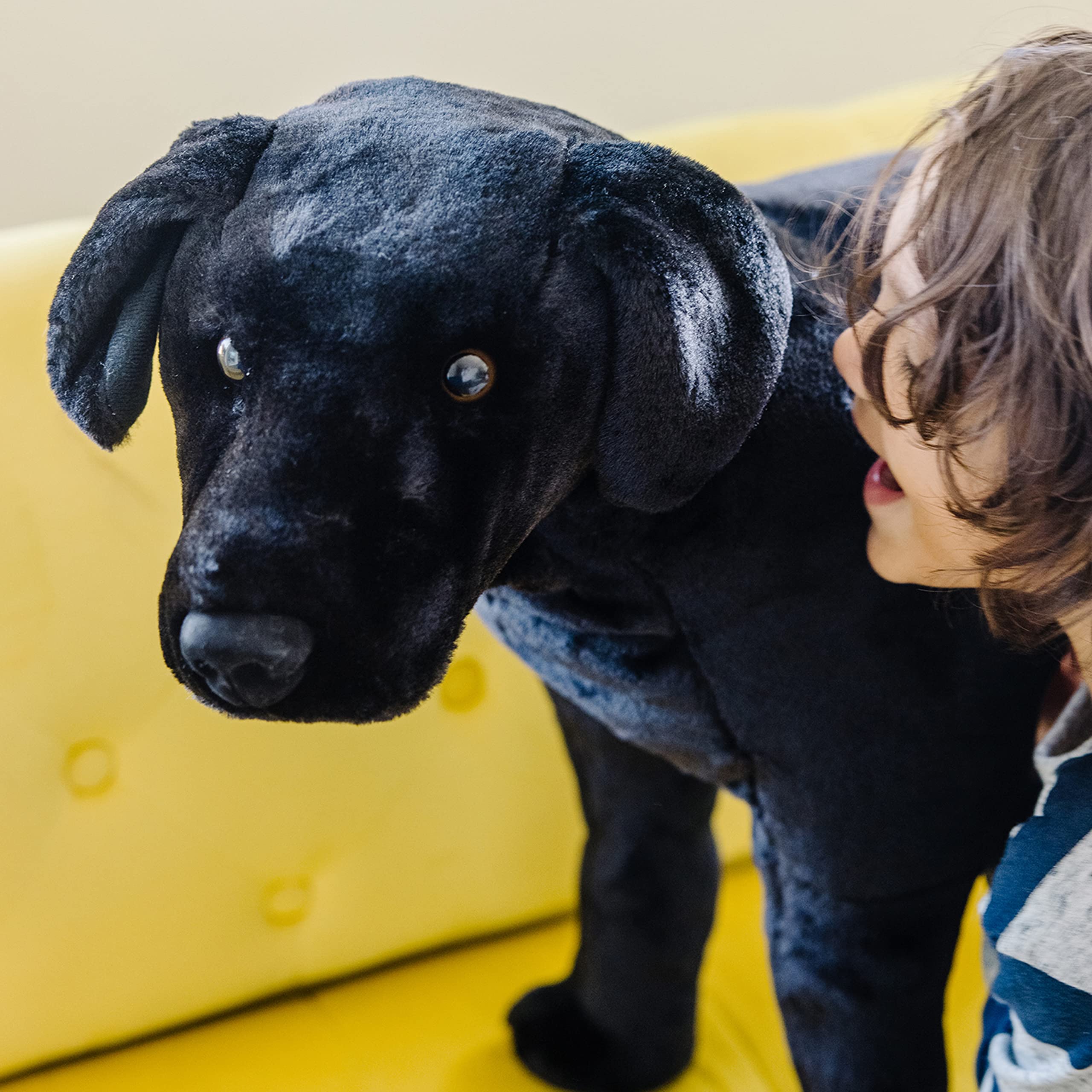 Melissa & Doug Giant Black Lab - Lifelike Stuffed Animal Dog (over 2 feet tall), Soft Polyester Fabric, Beautiful Black Lab Markings, Handcrafted, 77.47 cm H x 49.53 cm W x 24.13 cm L